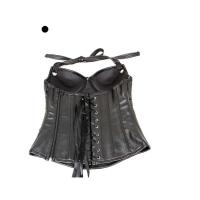 China NANBIN XXL 3 Hooks Black Leather Underbust Corset Plus Size for sale