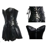 China Customized 3XL Black Leather Corset Dress Plus Size Ergonomic Design for sale