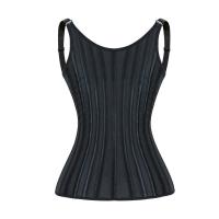 China Breathable Hollow Waist Trainer Vest Black With Adjustable Strap 25 Steel Bones MH1879 for sale