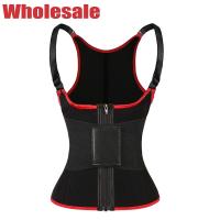 China Black Red 6X Workout Waist Trainer Vest Zipper Sweat Vests For Weight Loss for sale