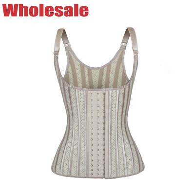 China 25 Steel Bones Breathable Nude Hollow Waist Trainer Vest With Adjustable Strap MH1878 for sale