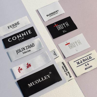 China Custom Fashion End Fold Clothing Labels Brand Care Label Woven Size Label Woven Labels for Clothing Shirt Tags Garment Tag for sale