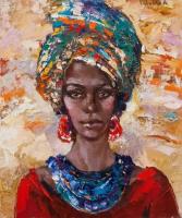China Print Method 6 color African Women Art Handmade Thick Paint Oil Painting for Home Wall Canvas Decor for sale