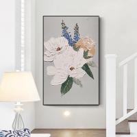 China Modern Textured Canvas Oil Painting Abstract Flower Hand Painted Living Room Wall Art for sale