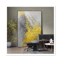 China Modern Handpainted Oil Painting On Canvas Abstract Landscape Fortune Golden Leaf Texture Art for sale