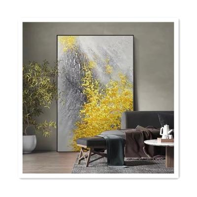 China Modern Handpainted Oil Painting On Canvas Abstract Landscape Fortune Golden Leaf Texture Art for sale