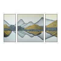 China Modern Triptych Wall Decor Hand Painted Oil Painting on Textured Canvas in Colorful Landscape Design for sale