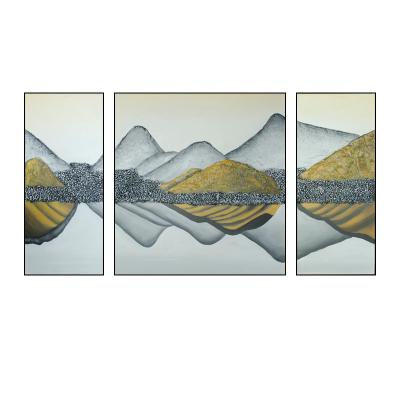 China Modern Triptych Wall Decor Hand Painted Oil Painting on Textured Canvas in Colorful Landscape Design for sale