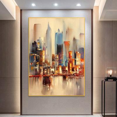 China Modern Abstract Hand Painted Oil Painting on Canvas - Customized Size Wall Art with Eco-friendly Acrylics for sale