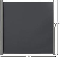 China Side Awning, Full Aluminium Frame, 160x300 cM, Dark Grey, Side Canopies for sale