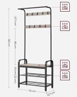 China Wooden Metal Coat Rack With Shoe Bench For Entrance Area With Hooks, 3Layers for sale