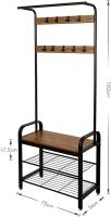 China Wooden Metal Coat Rack With Shoe Bench For Entrance Area With Hooks, 3Layers for sale