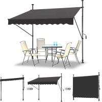 China 250/300 cm Wide Clamp Awning Sun Protection Balcony Awning Height Adjustable Sun Awning with Hand Crank without Drilling for sale