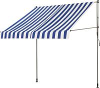 China Retractable height-adjustable Waterproof front door Clamping Window Awning For Outdoor   Terrace,250*120cm,Blue+White for sale