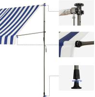 China Retractable height-adjustable Waterproof front door Clamping Window Awning For Outdoor   Terrace,250*120cm,Blue+White for sale