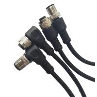 China Metal Screw Phoenix M12 Cable 100cm Length Male To Female Black With PVC Cover for sale