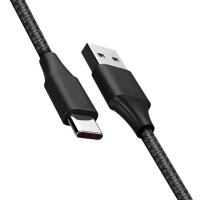 China Black Color 3A USB Charging Data Cable Nylon Braided RoHS CE Certified for sale