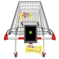 China Black Movable Checker Fixed On Shopping Trolley With Battery For Indoor Shopping Cart for sale