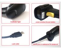 China CMOS Scan Element Type 1D Laser Wired Barcode Scanner with Holder Scanning Range 45 for sale
