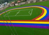 China 37mm Rainbow Colored Artificial Turf Astroturf Grass Purple Blue Yellow for sale