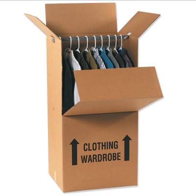 China DIY Moving Closet Carton Box with Reinforced Hanger Pole - 18/20/24/26 Inch Galvanized Sheet Construction for sale