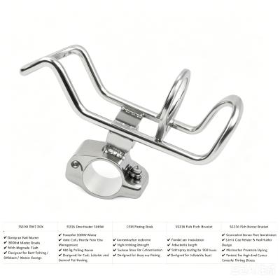 China Custom Stainless Steel Fishing Rod Holder with Protective Lining for Yacht Boat and Ship Accessories for sale