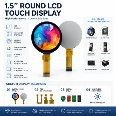 China 1.5 Inch TFT LCD Module Round QSPI IPS LCD Screen 360x360 For Smart Wearables for sale