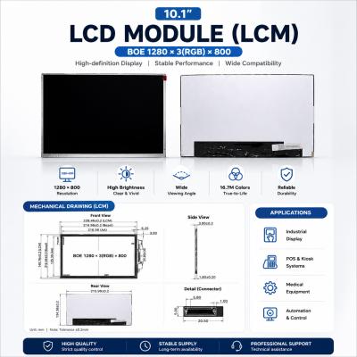 China High Brightness TFT LCD Module 10.1 Inch LVDS WXGA Screen 1280x800 For HMI And Embedded Systems for sale