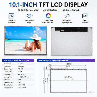 China 10.1 Inch WXGA Display 1280x800 TFT LCD Display Module For HMI And Embedded Systems for sale