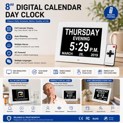 China 8 Inch HD Digital Picture Frame High Brightness Multimedia Digital Picture Frame With Video And Music Playback for sale