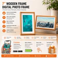 China Smart Wooden Digital Photo Frame 7 Inch High Definition Digital Picture Frame With Built In Battery And Bluetooth for sale