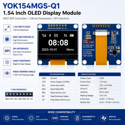 China 1.54 Inch OLED Display Module 128x64 SSD1309 OLED SPI Display For Arduino Raspberry Pi STM32 for sale