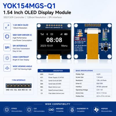 China Compact 1.54 Inch OLED Display 128x64 SSD1309 I2C Screen For Arduino Raspberry Pi STM32 for sale