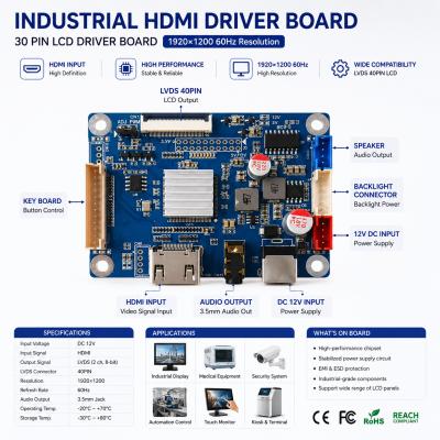 China Industrial HDMI LCD Controller Board 30 Pin eDP Driver Board 1920×1200 60Hz Display Module for sale