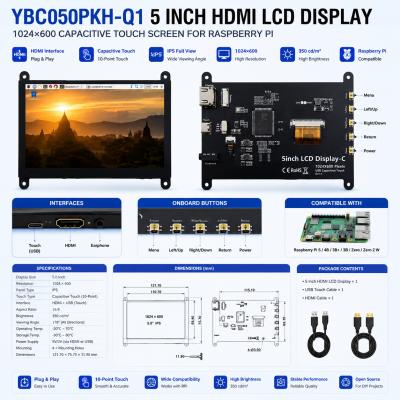 China 1024x600 5 Inch HDMI Display Compact Raspberry Pi Capacitive Touch Screen for sale