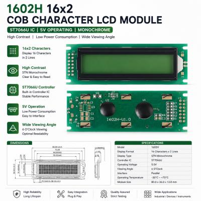 China 1602H LCD Display 16x2 STN Yellow-Green 5V COB LCD Module ST7066U Controller Replacement for sale