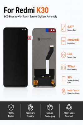 China Dual Punch Hole Redmi K30 Display 6.67 Inch Display Touch Screen Digitizer for sale