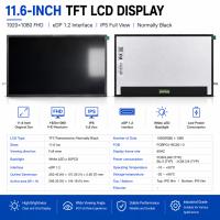China 11.6 Inch TFT LCD Display Panel | 1920×1080 Full HD IPS | eDP 1.2 Interface | Laptop Replacement LCD Screen for sale