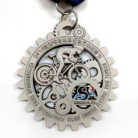China Custom Hollow Out Cycling Medals Matt Nickel Plating Soft Enamel 1.5 Inch Ribbon for sale