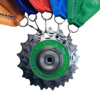 China Custom Zinc Alloy Brass Cycling Race Medals 1.5 Inch Ribbon Logo Printed for sale