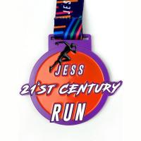 China Custom Color Spray Marathon Medal Round Shape 1.5 Inch Ribbon for Sports Events for sale