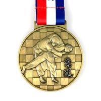 China Custom Taekwondo Medal Medallion Soft Enamel Color Infilled Printing Zinc Alloy 1.5 Inch Ribbon for sale