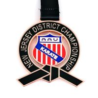 China Custom Taekwondo Medal Medallion Soft Enamel Color Infilled Printing Zinc Alloy 1.5 Inch Ribbon for sale