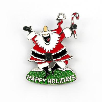 China Custom Soft Enamel Santa Pin Badge with Safety Pin for Christmas Events 2D 3D for sale