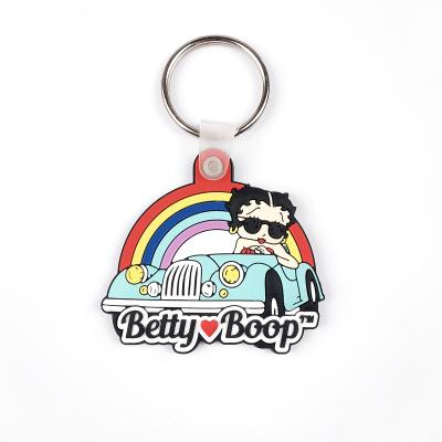 China Custom Rubber Keychain Double Side Logo Soft PVC Promotional Keyrings 2.5 inch for sale