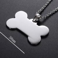 China Custom Logo Bone Shaped Stainless Steel Pet ID Tag 38mm with Chain for sale