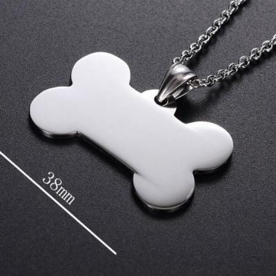 China Custom Logo Bone Shaped Stainless Steel Pet ID Tag 38mm with Chain for sale