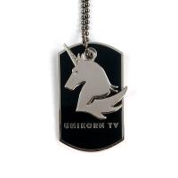 China Custom Engraved Metal Dog Tags Promotional Unicorn Design Zinc Alloy 1.5 Inch for sale