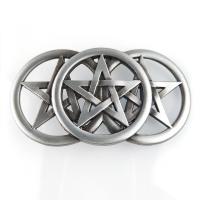 China Custom 3D Pentagram Belt Buckle Zinc Alloy Silver Finish OEM ODM 1.5 Inch Width for sale