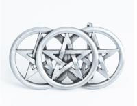 China Custom 3D Pentagram Belt Buckle Zinc Alloy Silver Finish OEM ODM 1.5 Inch Width for sale